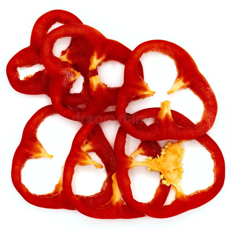 Red Chilli Slices Separated on a White Background Stock Image - Image ...
