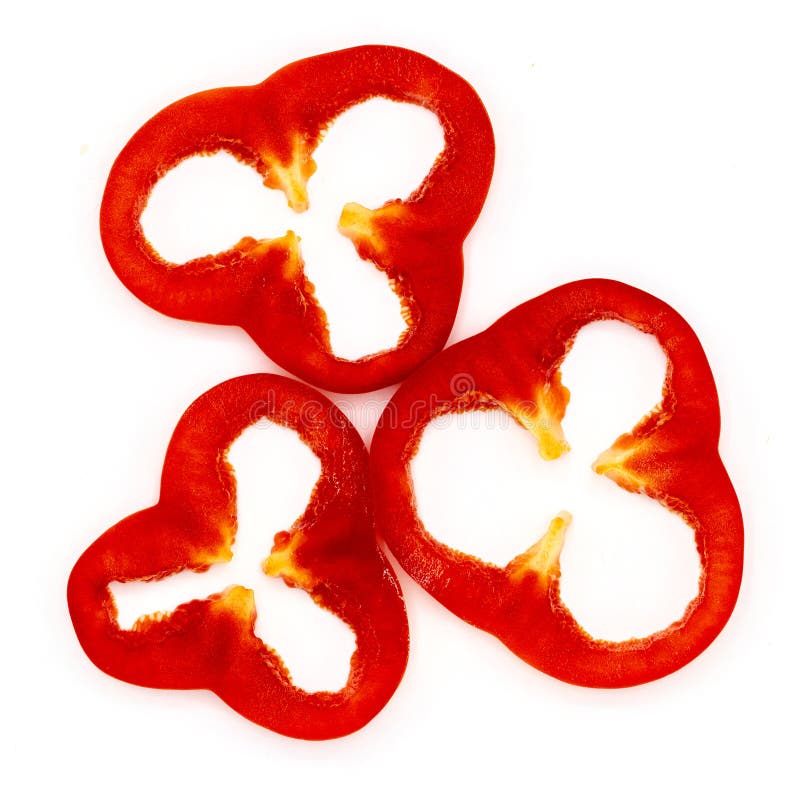 Red Chilli Slices Separated on a White Background Stock Image - Image ...