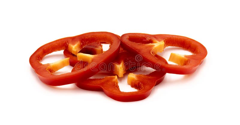 Red Chilli Slices Separated on a White Background Stock Photo - Image ...