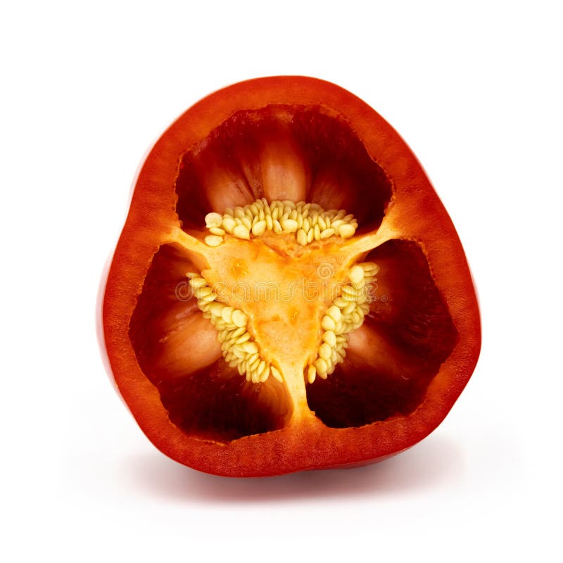 Red Chilli Slices Separated on a White Background Stock Image - Image ...