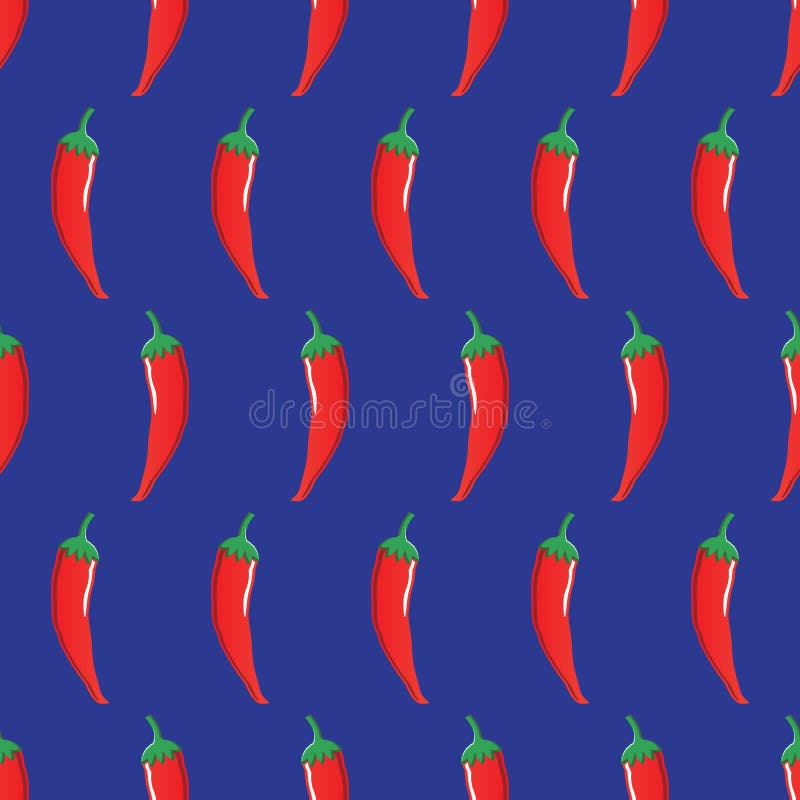 Red Chilli Stock Seamless Pattern on Light Blue Background for ...
