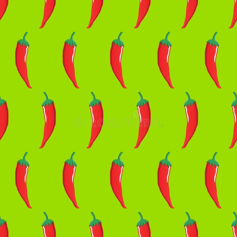 Red Chilli Stock Seamless Pattern on Light Blue Background for ...