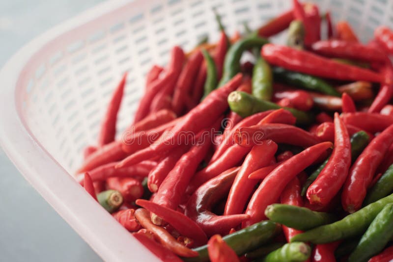 Red Chilli on a Tray at the Market Stock Image - Image of ingredient ...