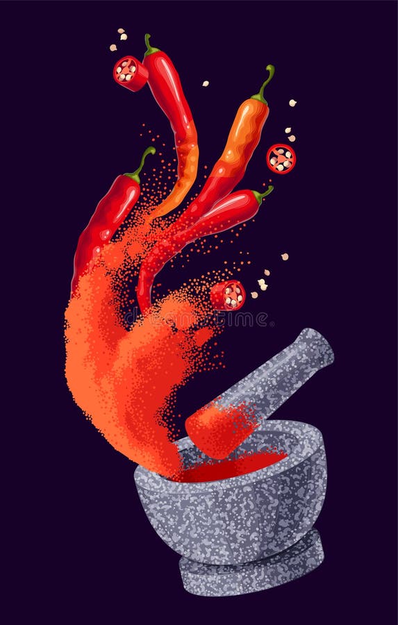 Red Chilli Vegetable with Red Chilli Powder Stock Vector - Illustration ...