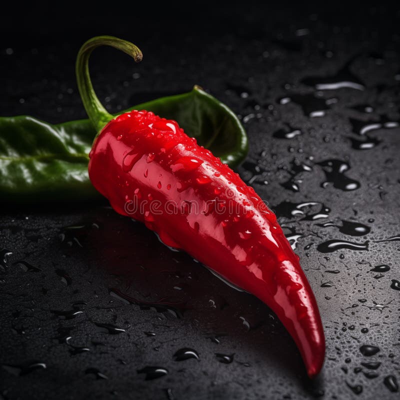 Red Chilli with Water on it it Was Placed Stock Illustration ...
