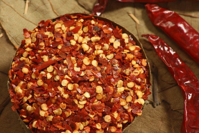 Red Chilly Flakes stock photo. Image of indian, seeds - 38458790