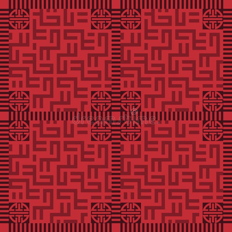 Red Chinese Abstract Stripe Pattern Stock Illustration - Illustration ...