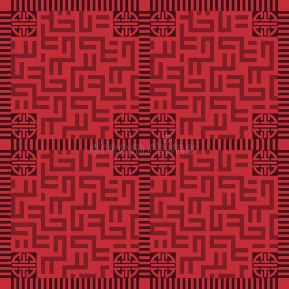Red Chinese Abstract Stripe Pattern Stock Vector - Illustration of ...