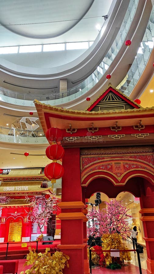 A Red Chinese Building Inside a Mall Editorial Stock Image - Image of ...