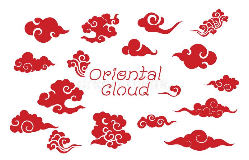 Red Chinese Cloud. Chinese Cloud Icon. Chinese New Year Cloud. Red ...