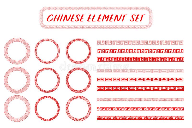 Red Chinese Element Set Vector, Frame Decoration, Design Stock Vector - Illustration of ...