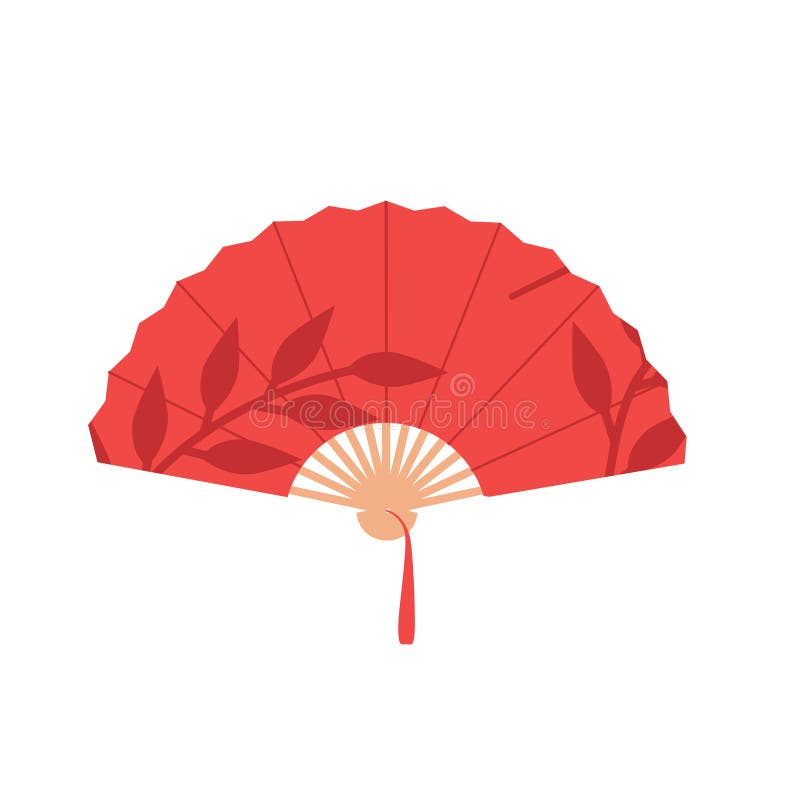 Red Chinese Folding Hand Fan Stock Vector - Illustration of design ...