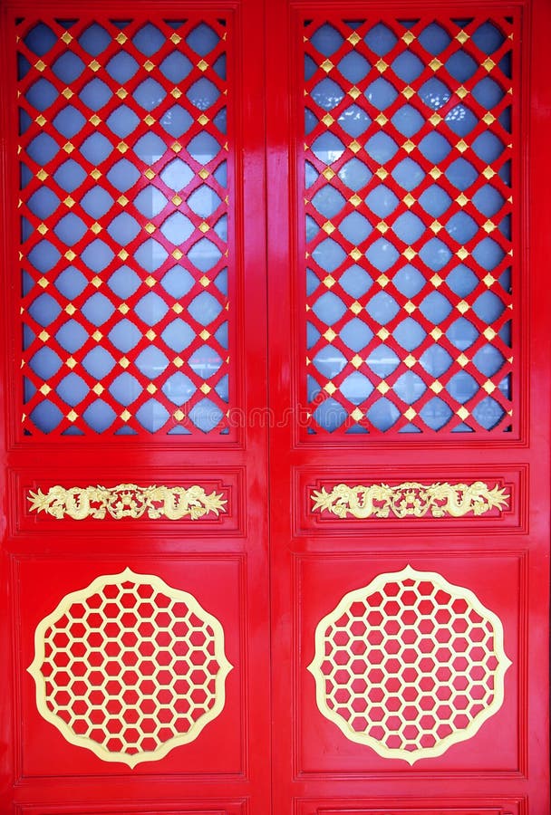 Red Chinese gate stock image. Image of golden, chinese - 14860597