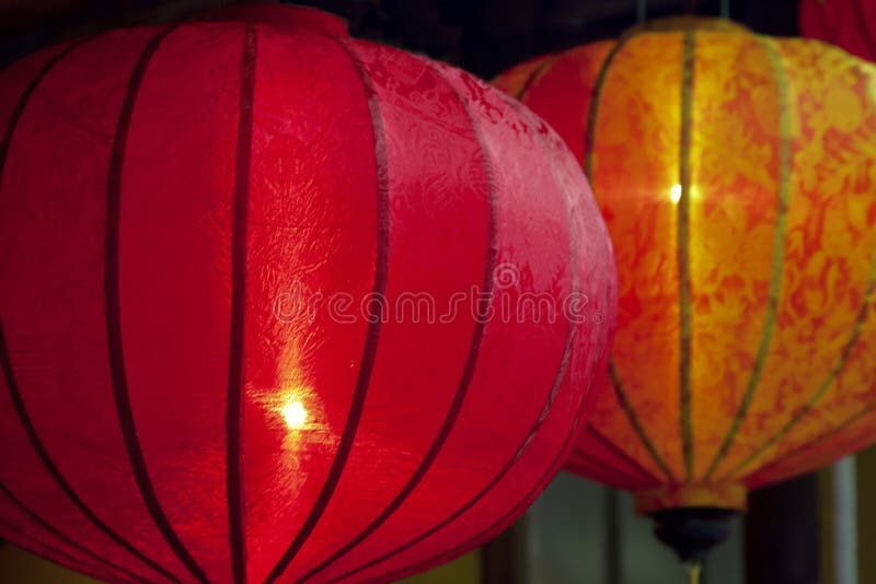 Red Chinese Lanterns, Side View Stock Image - Image of bright, oriental ...