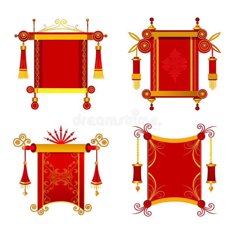 A Red Chinese Scroll Illustration with Place for Your Text 02 Stock ...