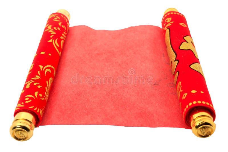 Red Scroll for Chinese New Year Decoration Isolated on White Stock ...