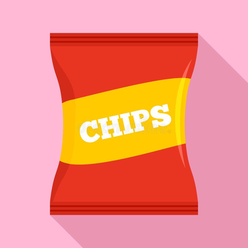 Red Chips Pack Icon, Flat Style Stock Vector - Illustration of bagged ...