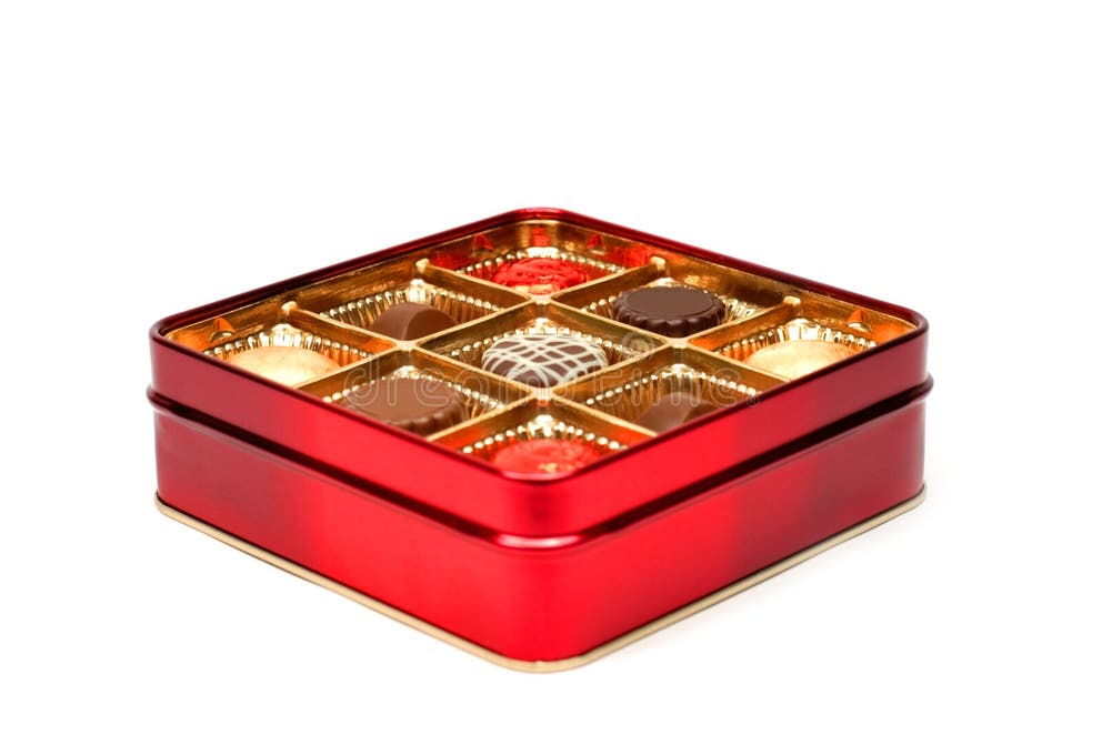 Red chocolate box stock image. Image of nutrition, product - 1688609