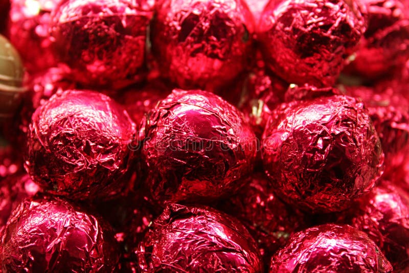 Red Chocolate Wrapped Balls Stock Photo - Image of shiny, dessert: 11026454