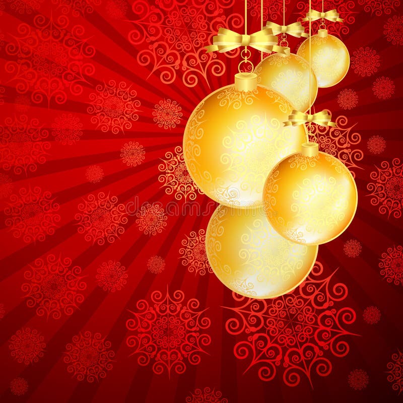 Red Christmas Backdrop with Gold Balls. Stock Vector - Illustration of ...