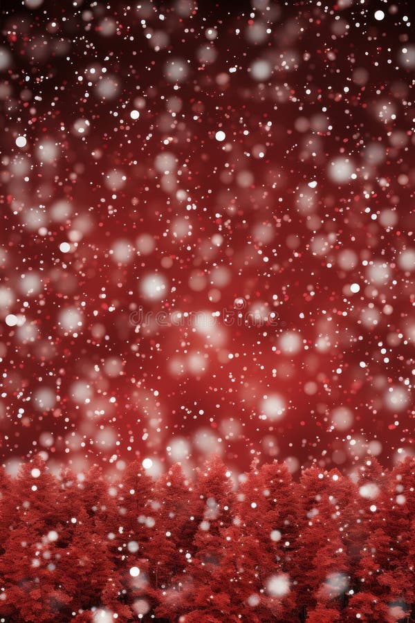 Red Christmas Background. Falling Snow on Defocused Dark Red Background ...