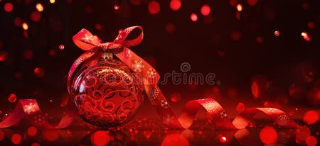 Red Christmas Ball with Reflection and Light Effects Stock Photo ...