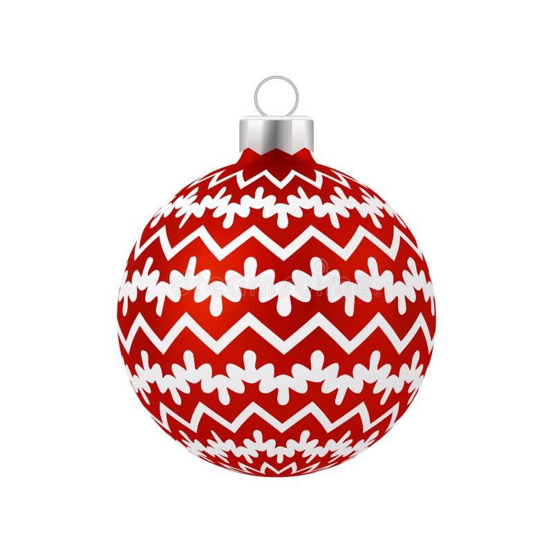 Red Christmas Ball with White Ornament. Vector. Stock Illustration ...