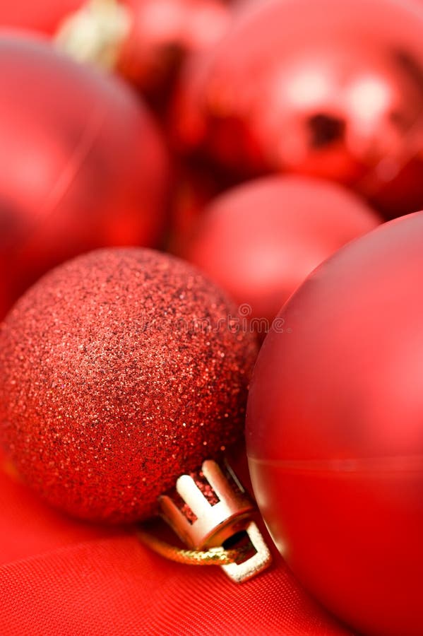 Red christmas balls stock photo. Image of hung, christmas - 16524900