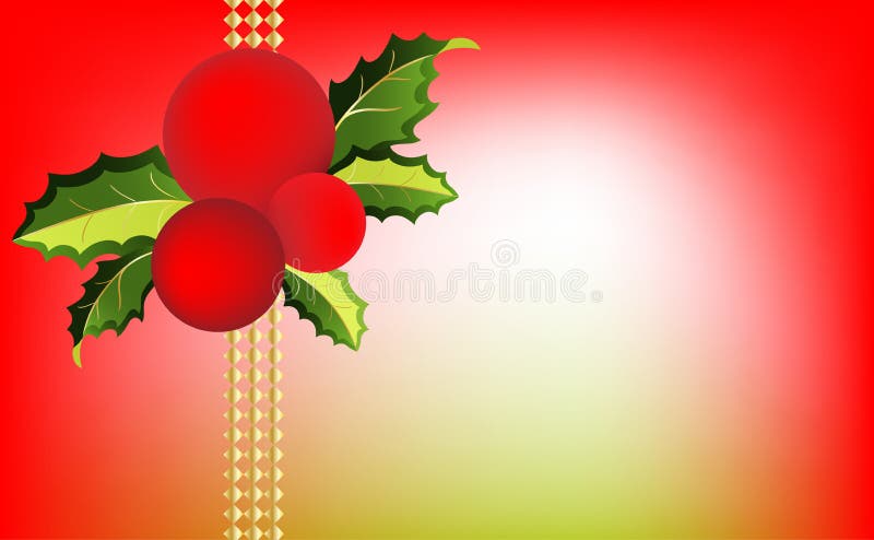 Red Christmas Balls and Holly Stock Vector - Illustration of ornament ...