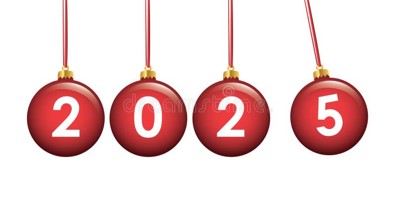 Red Christmas Balls 2025 Isolated Stock Vector - Illustration of ...