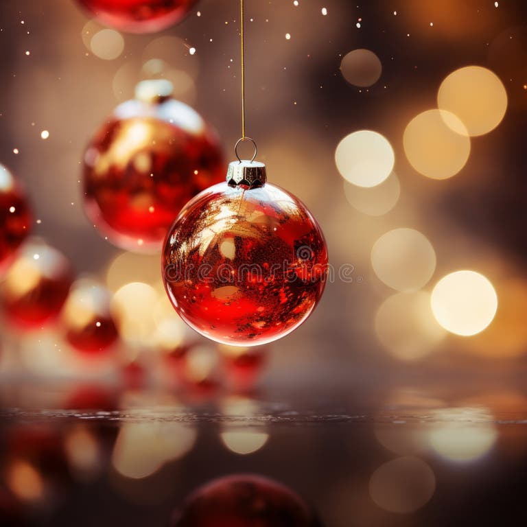 Red Christmas Baubles Hanging from a String Stock Illustration ...