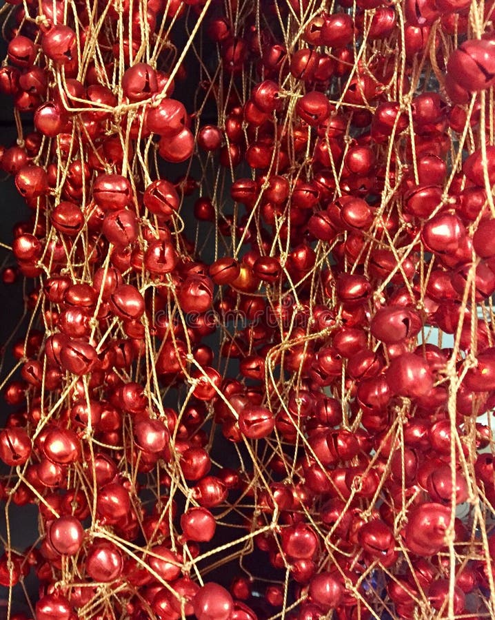 Red Christmas Bells on String Stock Photo - Image of shiny, happy: 82508308