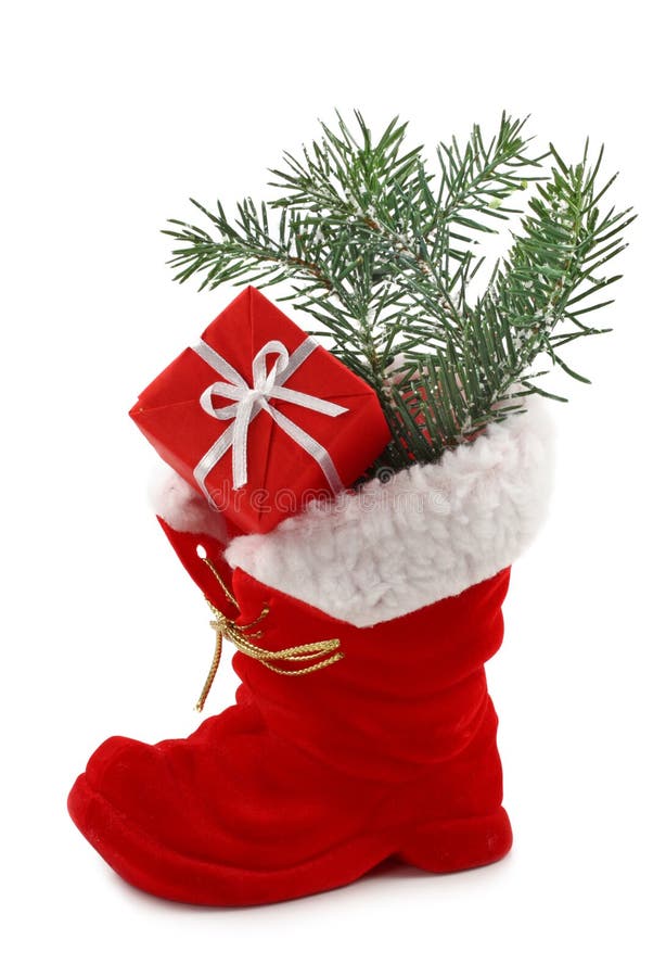 Christmas Boot with Presents Stock Photo - Image of season, present ...