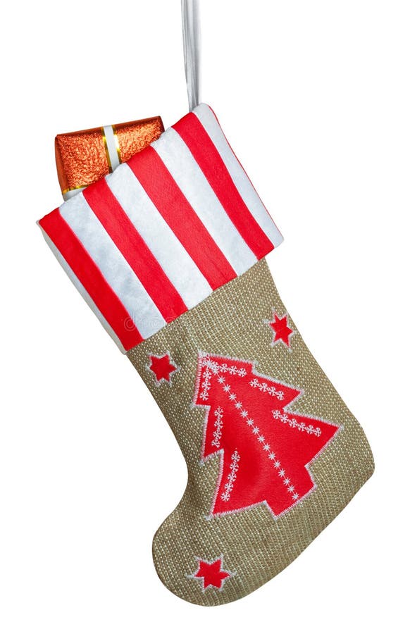 Red Christmas Boot with Gifts on White Background Stock Photo - Image ...