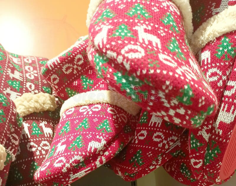 Red Christmas Boots Waiting for New Customers Stock Image - Image of ...