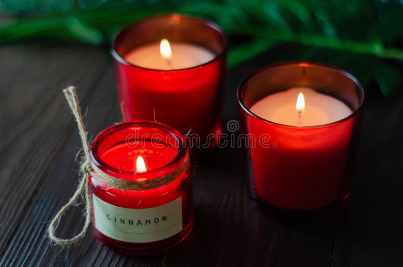 Red Christmas candles stock image. Image of cozy, decor - 134232191