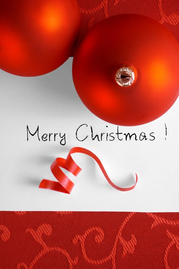 Red Christmas card stock image. Image of ball, ornament - 3654537