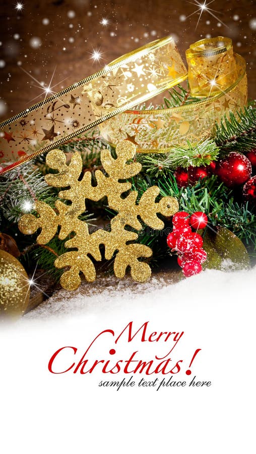 Red Christmas Decoration Over Wooden Background. Stock Photo - Image of ...