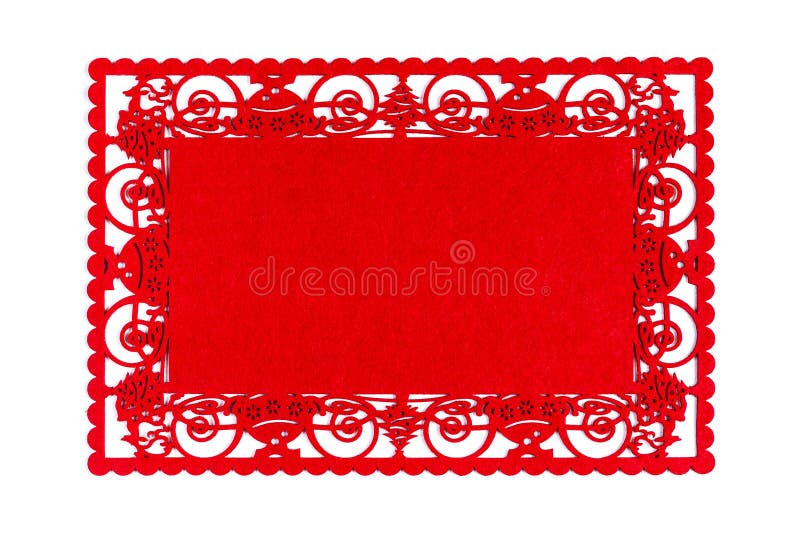 Red Christmas Felt Frame on White Stock Image - Image of party, design ...