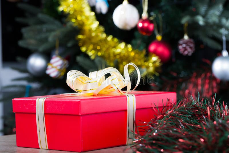Red Christmas gift box stock image. Image of colorfulness - 225838111