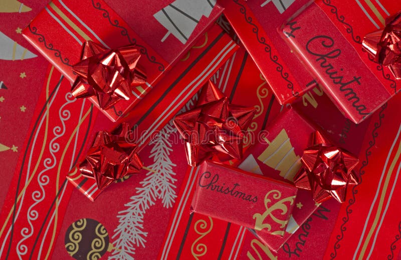 Red Christmas gifts stock photo. Image of gleam, december - 28221684