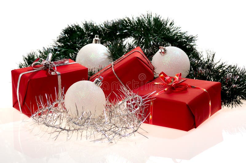 Red christmas gifts stock image. Image of glass, winter - 3731863