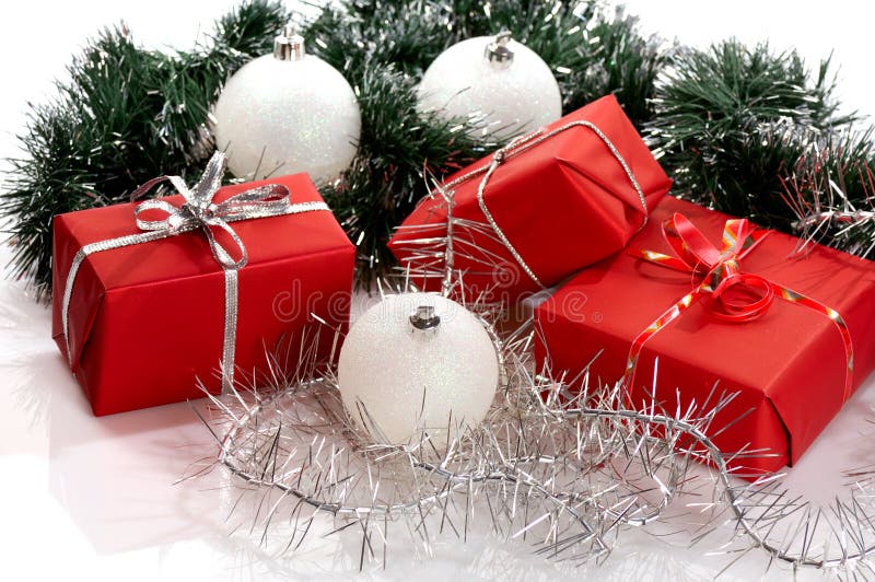 Red christmas gifts stock image. Image of isolated, white - 3731867
