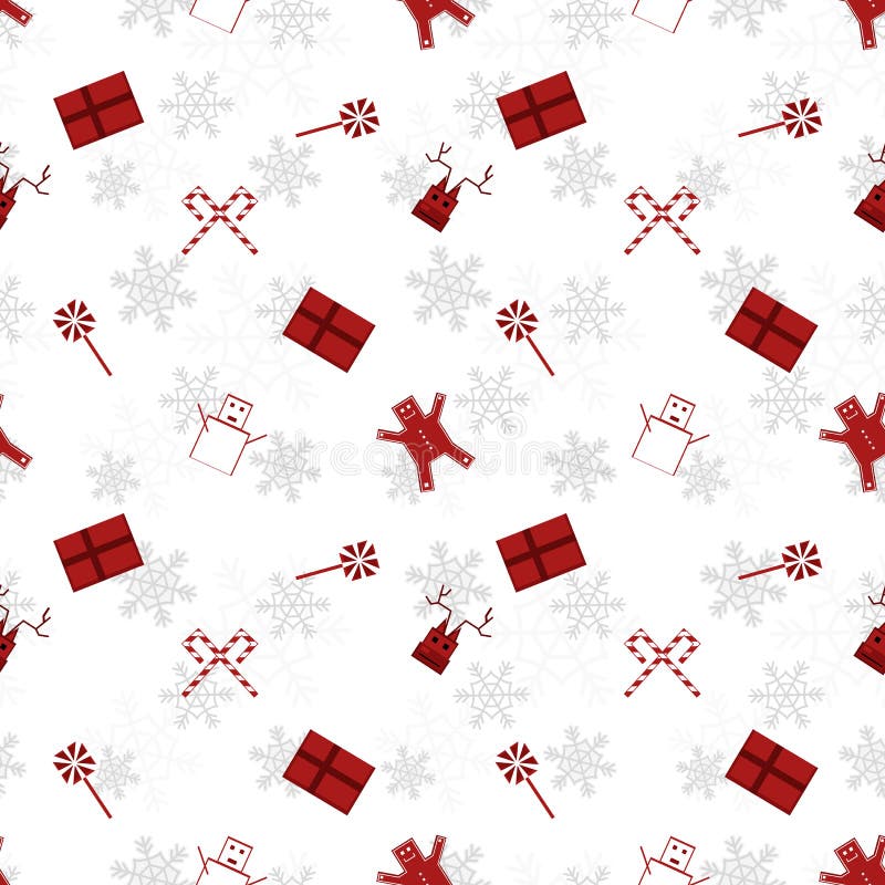 Red Christmas Object Silhouette Vector Repeat Pattern Created on White ...