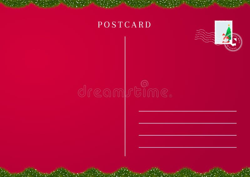 Red Christmas Postcard Backside. Stock Vector - Illustration of border ...