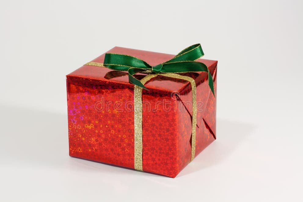 Red Christmas present stock image. Image of green, studio - 27807159