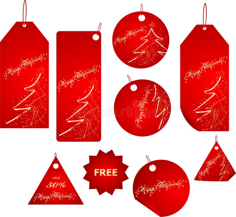 Christmas Labels with Snowflakes Design Stock Vector - Illustration of ...
