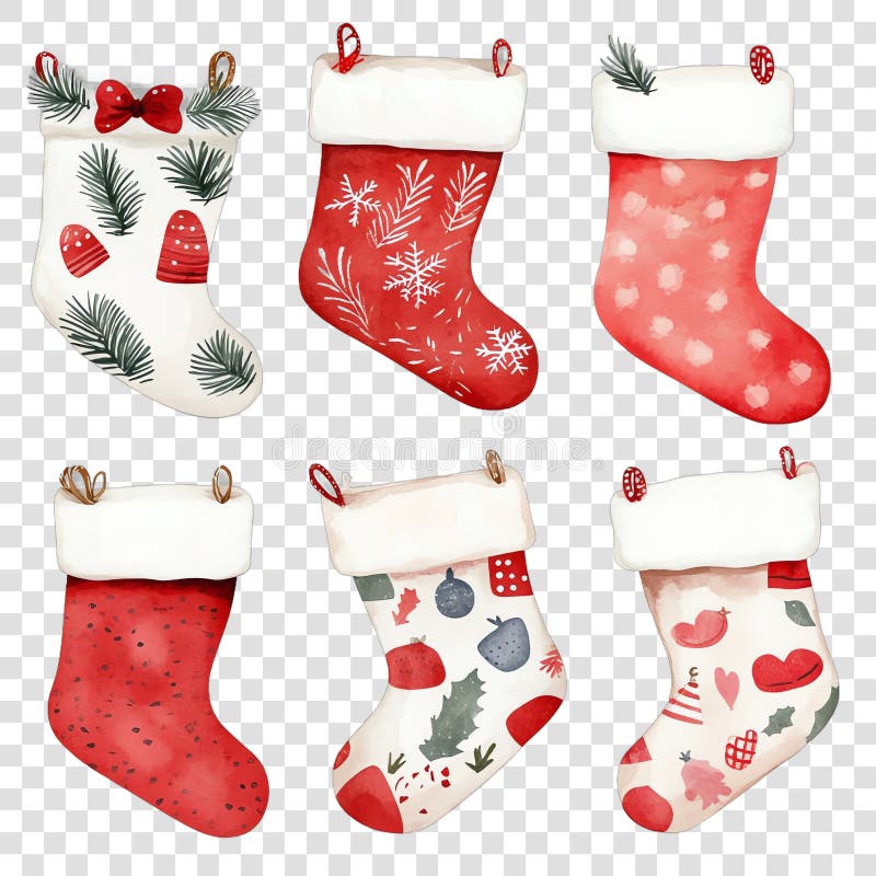Red Christmas stocking set stock photo. Illustration of girl - 341508360