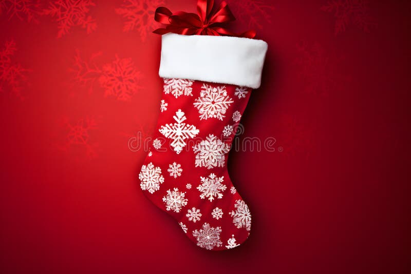 Red Christmas Stocking with White Snowflake Pattern Stock Illustration ...