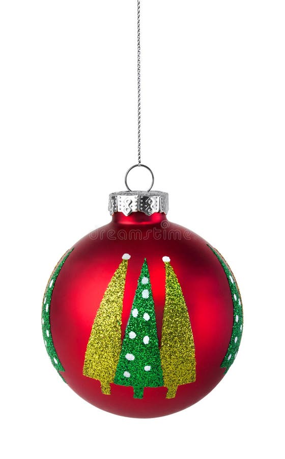 Red Christmas Tree Bauble Hanging on a String Stock Image - Image of ...